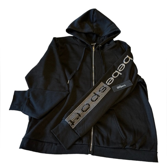 bebe | Jackets & Coats | Nwt Bebe Sport 3x Zip Up Hoodie Bling Logo On ...